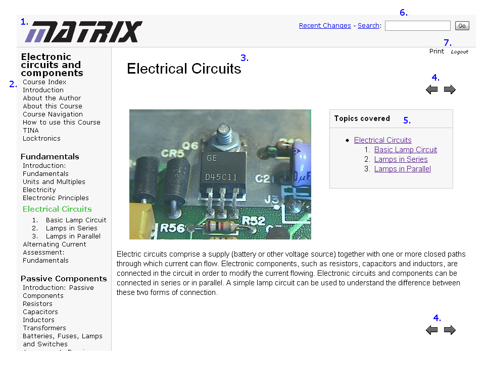 Matrix - Electronic Circuits and Components | Main / Course Navigation